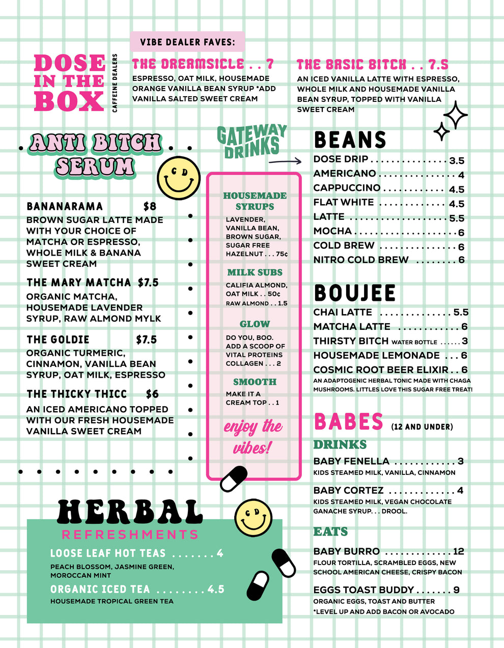 Dose in the Box Menu – Coffee Dose