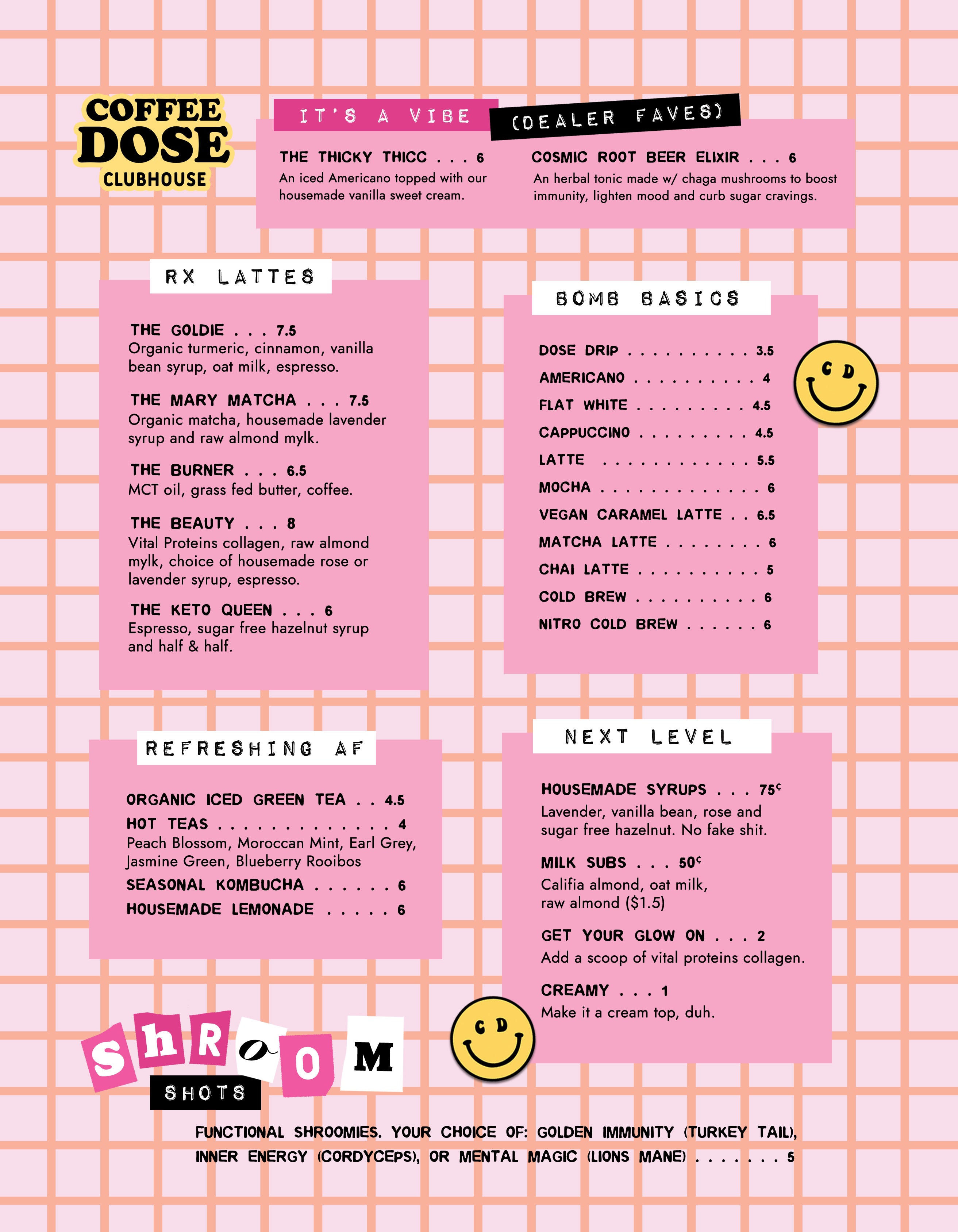 Clubhouse Menu – Coffee Dose